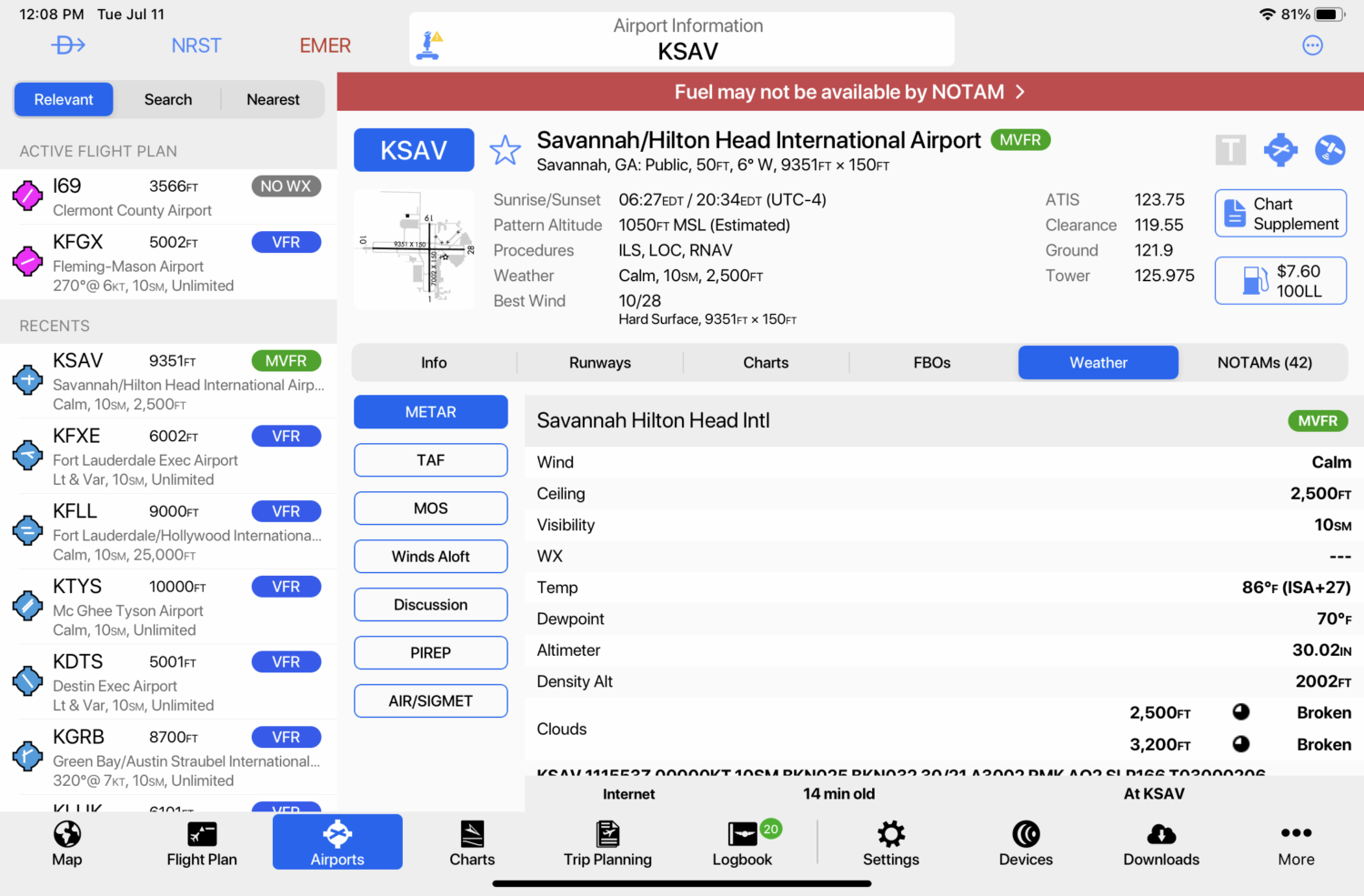 Garmin Pilot adds new color themes and ETD calculator - iPad Pilot News